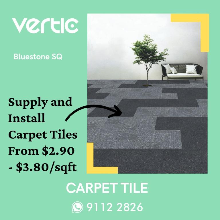 Bluestone SQ Carpet Tiles for Home, Office & Commercial, Furniture ...