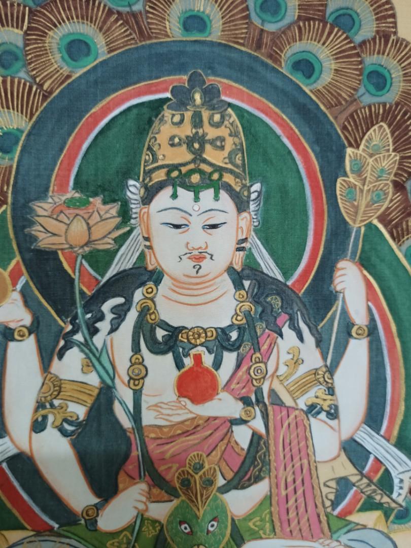 japan buddhist hand drawn peacock deity shingon 孔雀明王, Hobbies & Toys ...