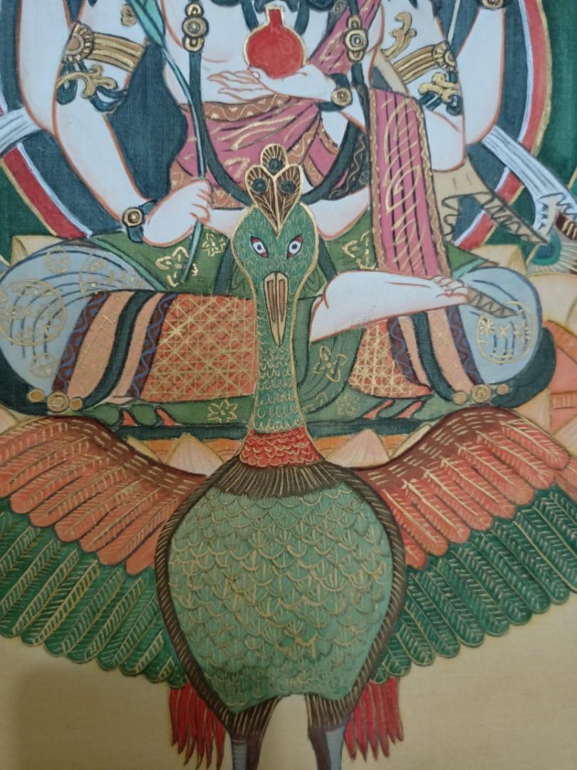 japan buddhist hand drawn peacock deity shingon 孔雀明王, Hobbies & Toys ...