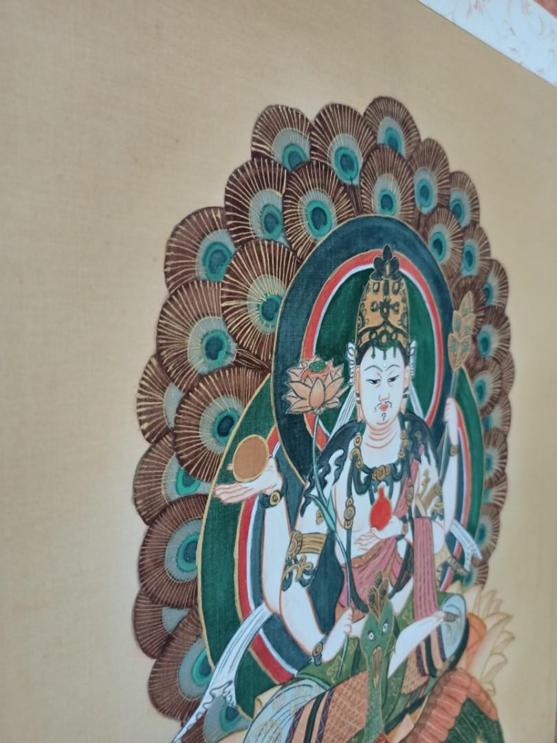 japan buddhist hand drawn peacock deity shingon 孔雀明王, Hobbies & Toys ...