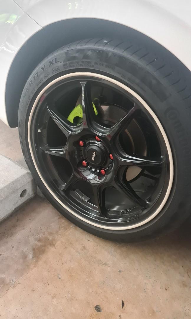 Konig Lockout 17" Rims with trye $450 (Nego), Car Accessories, Tyres ...