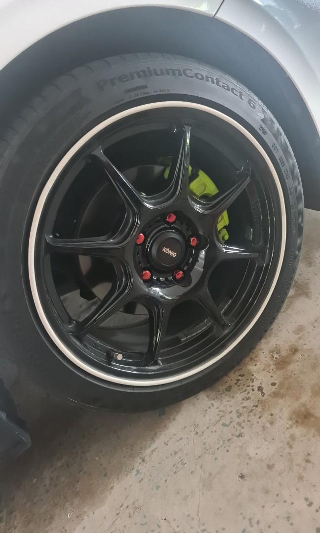 Konig Lockout 17" Rims with trye $450 (Nego), Car Accessories, Tyres ...