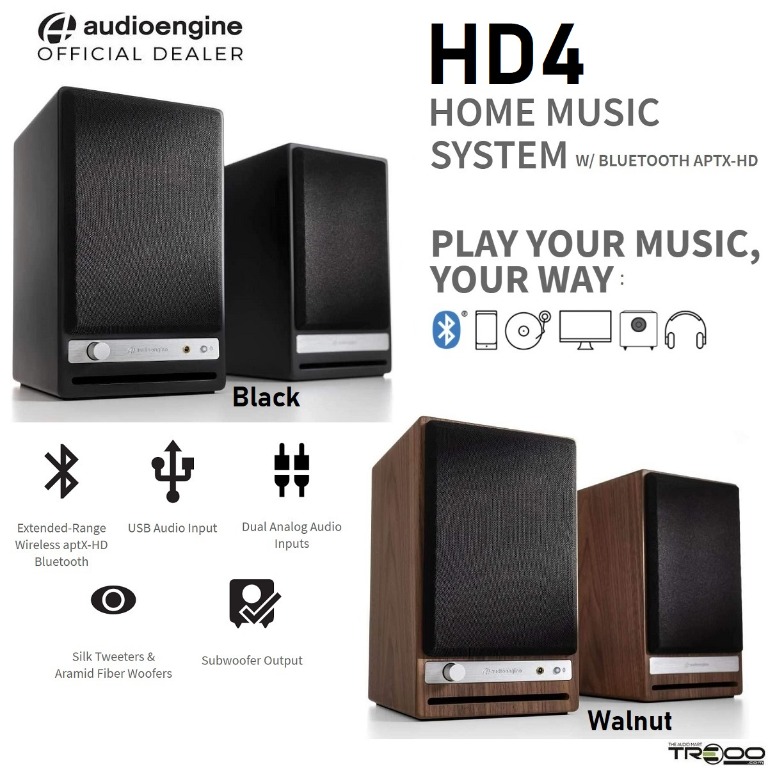 [Official] Audioengine HD4 Wireless aptX-HD Bluetooth 5.0 Stereo Desktop Bookshelf Speakers ...