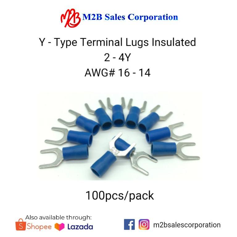 Insulated Y - Type Terminal Lugs 2.4Y AWG# 16-14 100pcs/pack ...