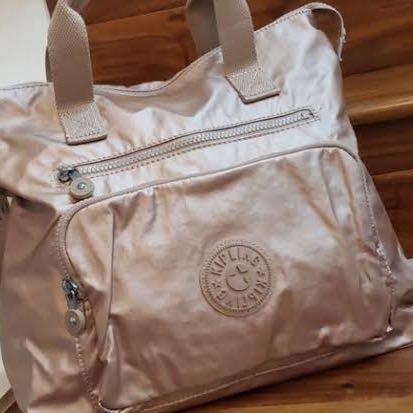 Authentic Kipling Rose Gold Metallic backpack, Women's Fashion, Bags ...