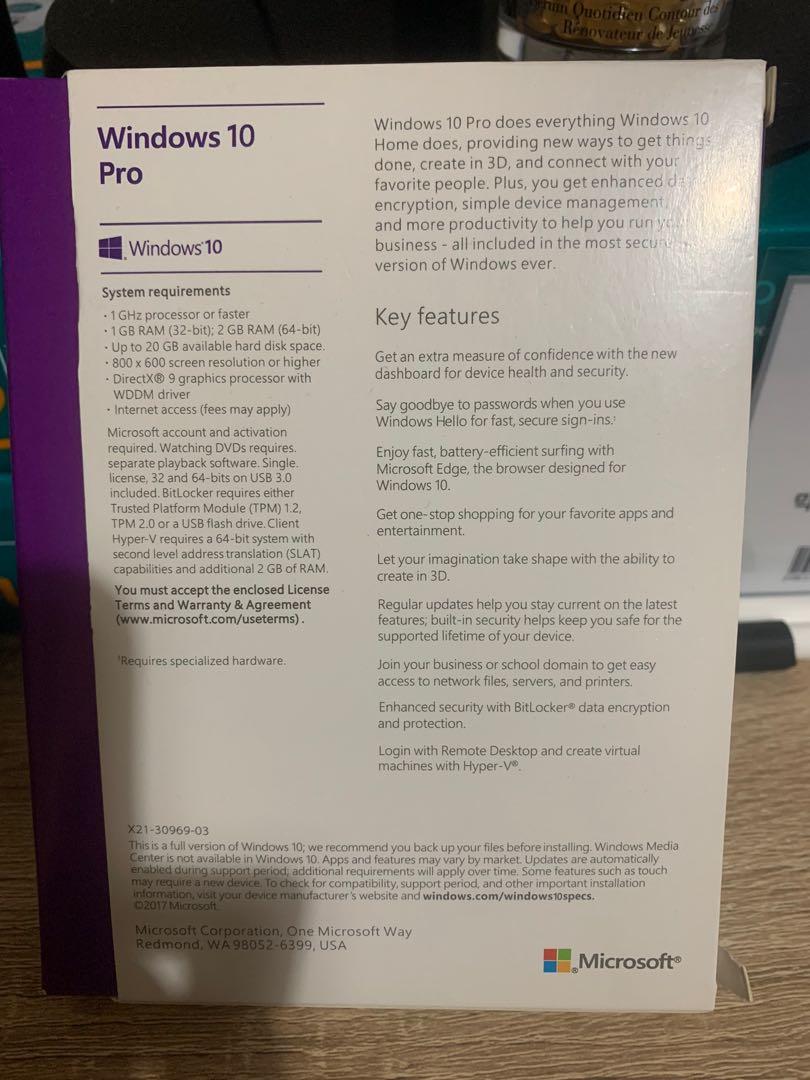 Microsoft Windows 10 Pro, Computers & Tech, Office & Business ...