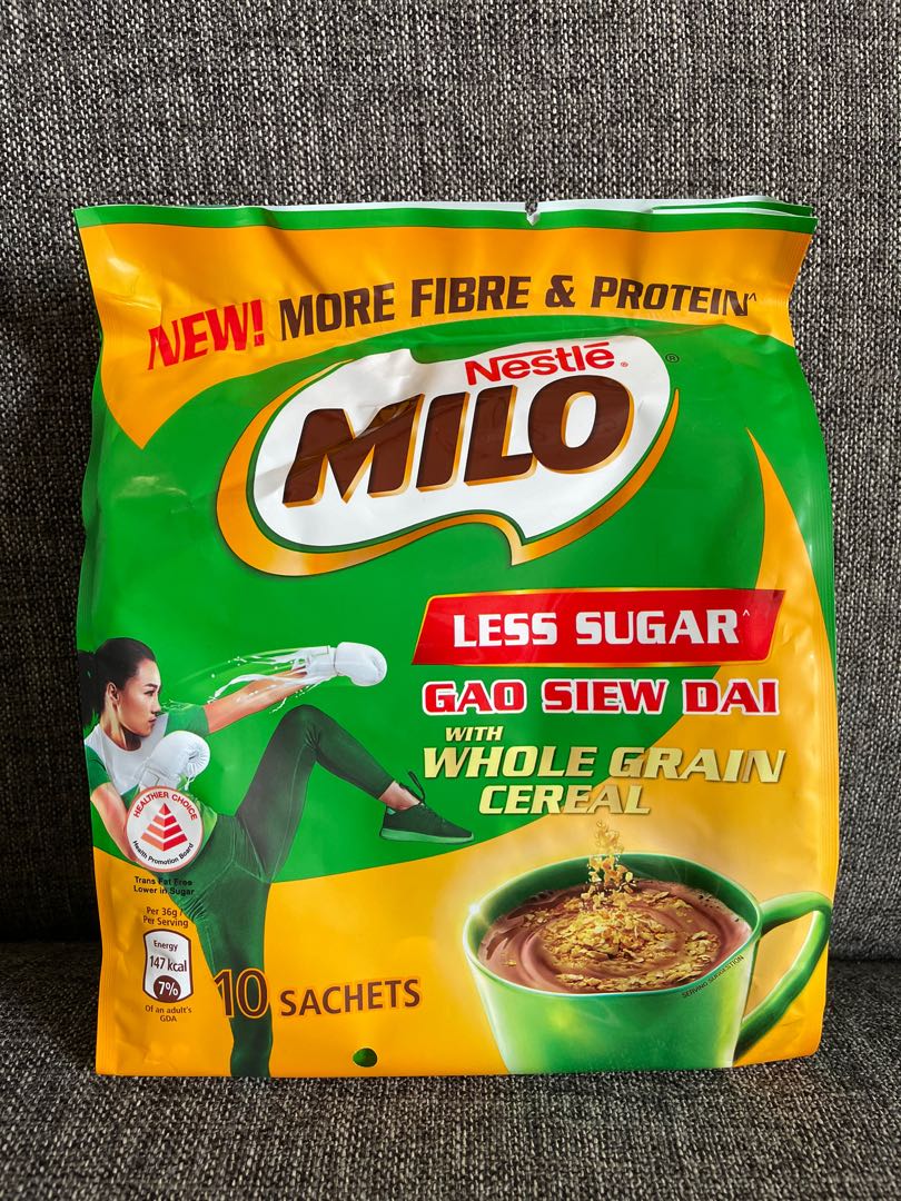 Milo Less Sugar Whole Grains Cereal, Health & Nutrition, Health ...