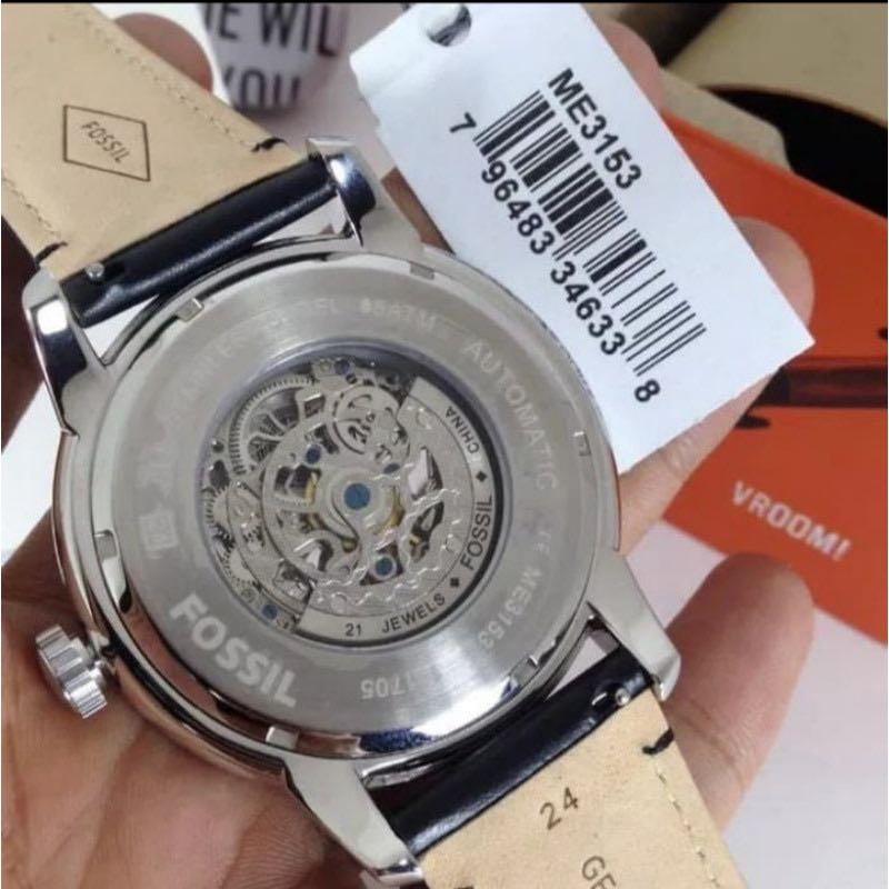Original 100% Fossil Watch Automatic Black Man ME3153, Fesyen Pria, Jam ...