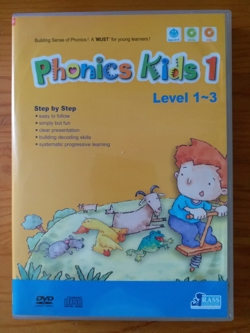Phonics Kids 1 Level 1-3 DVD+CD 一套6隻, 興趣及遊戲, 書本 & 文具, 小朋友書 - Carousell