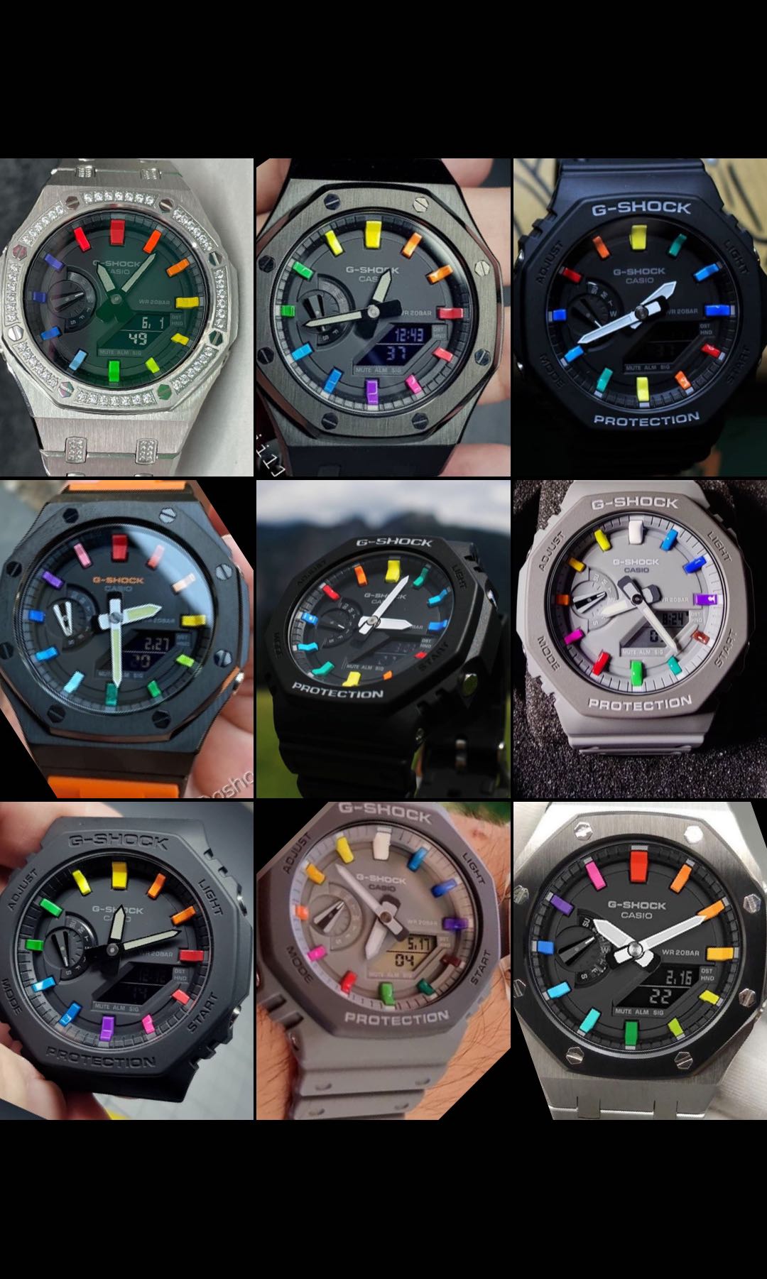 Rainbow mod markers glitter colors ga2100 ga2110 ga-2100 ga-2110, Men's ...