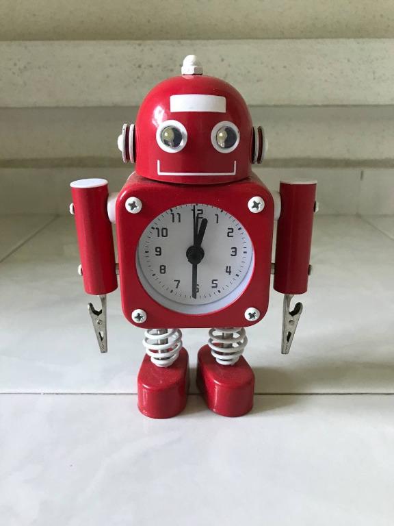 Red Robot Clock, Furniture & Home Living, Home Decor, Clocks on Carousell