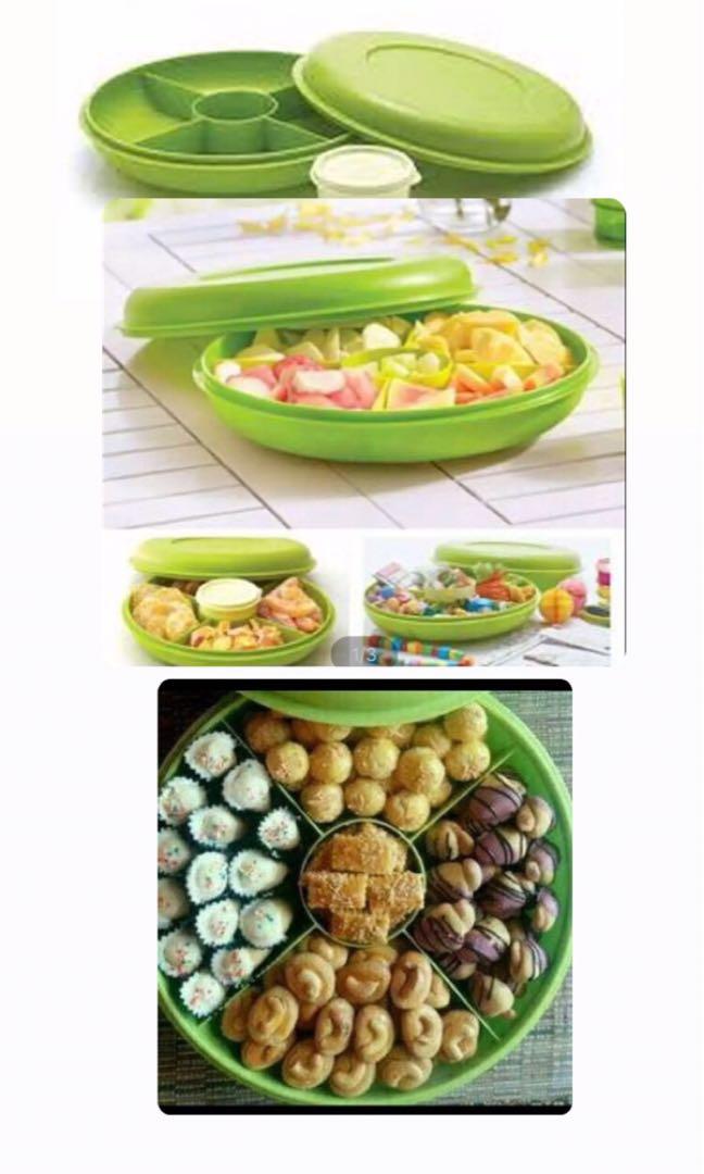 Tupperware serving center tempat makan toples putar hijau, Kitchen ...