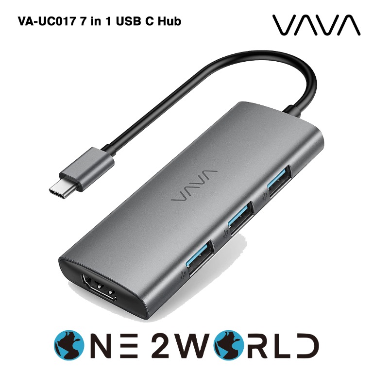 VAVA VA-UC017 7 in 1 USB C Hub with 4K USB-C to HDMI, 3 USB 3.0 Ports ...