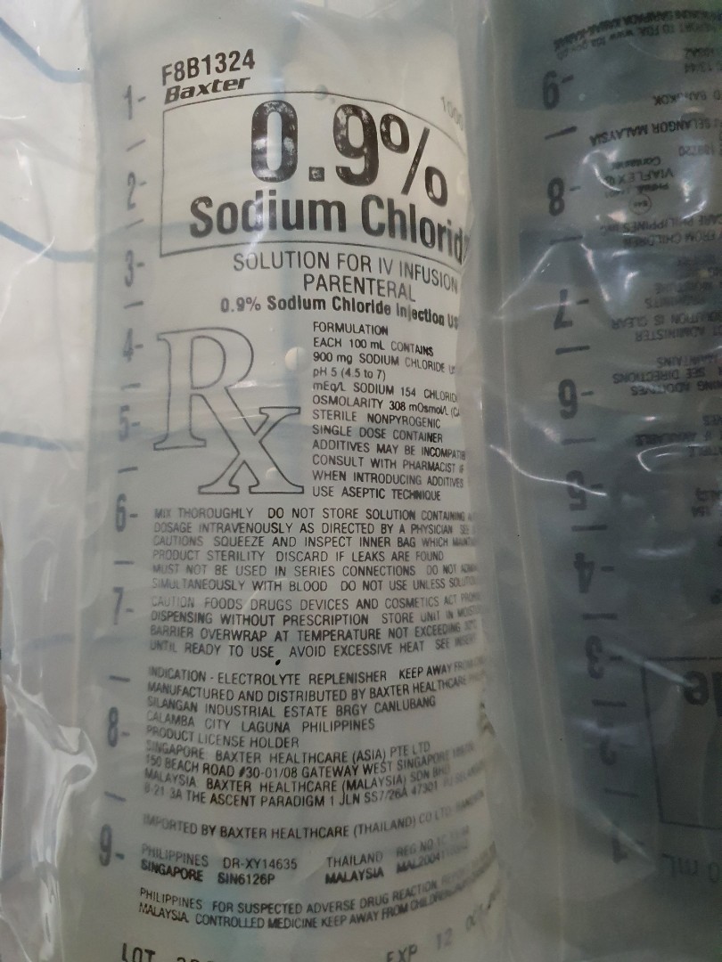0.9% Sodium Chloride - 1 litre, Health & Nutrition, Medical Supplies ...