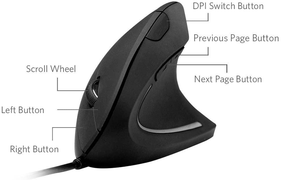 Anker® Ergonomic Optical USB Wired Vertical Mouse 1000 / 1600 DPI, 5 ...