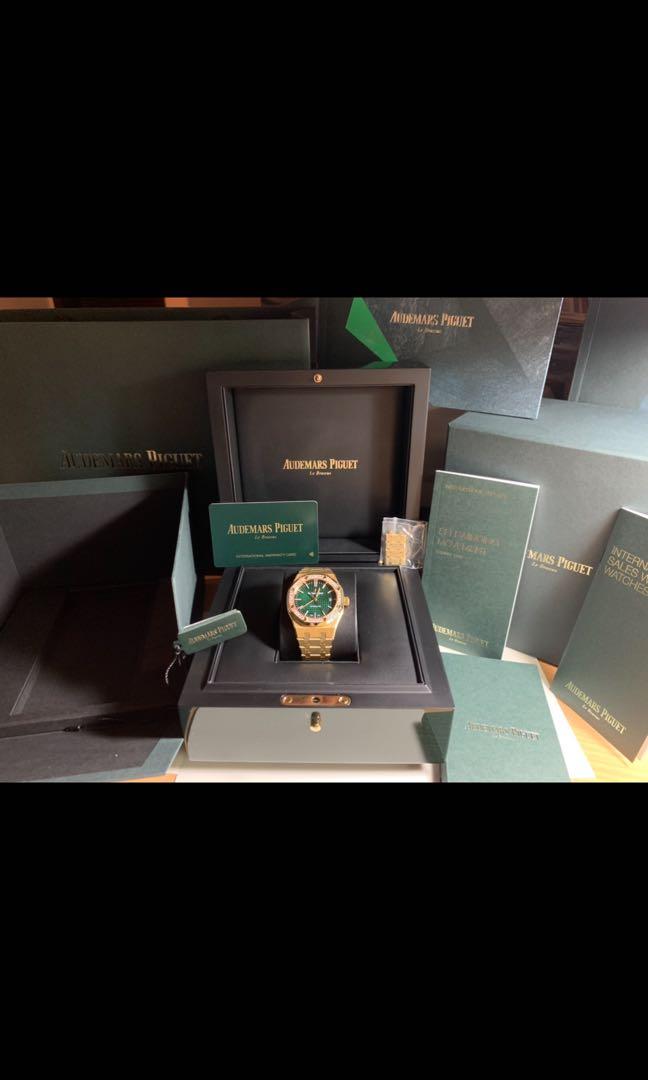 Audemars Piguet AP 37mm green dial royal oak yellow gold with diamond ...