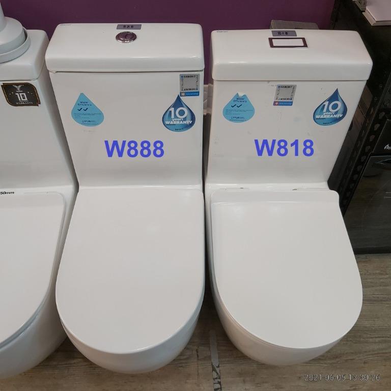 Baron W-818 Rimless Toilet Bowl with Geberit, Furniture & Home Living ...