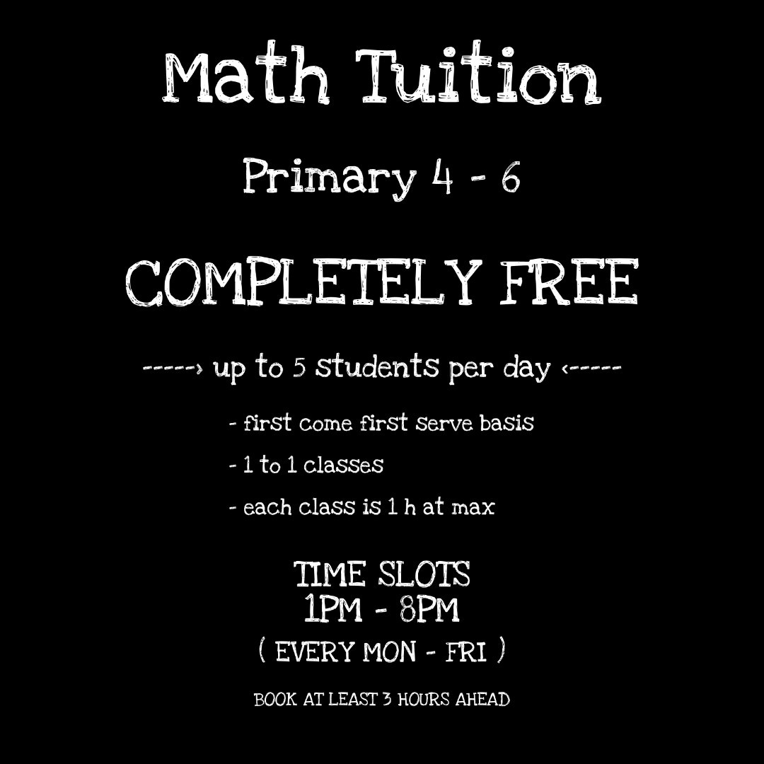 FREE MATH TUTION ( PRIMARY ), Everything Else on Carousell