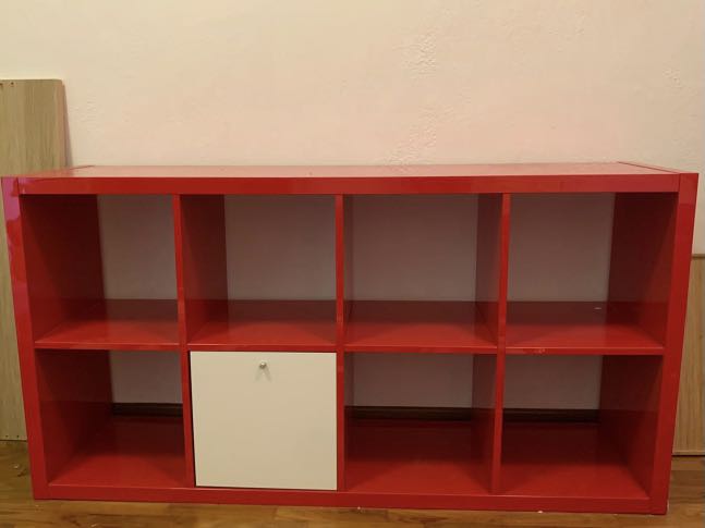 Ikea Kallax red laquered, Furniture & Home Living, Furniture, Shelves ...