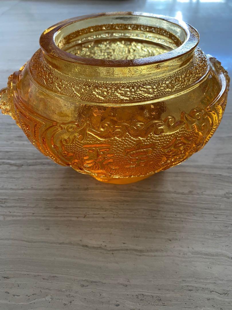 Liu Li (crystal glass) wealth containment bowl, Furniture & Home Living ...