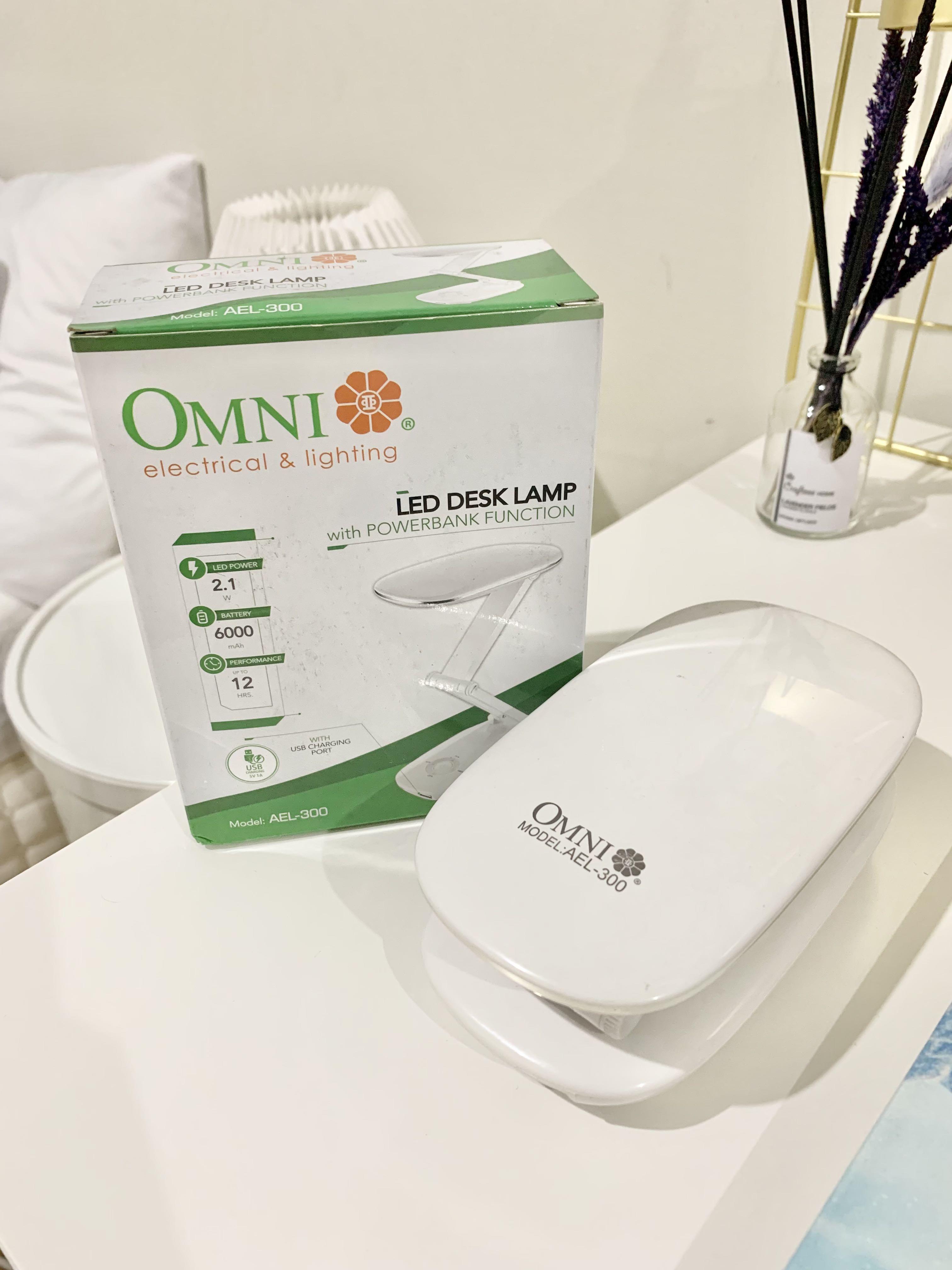 OMNI Led Desk Lamp Plus Powerbank Function AEL-300, Furniture & Home ...