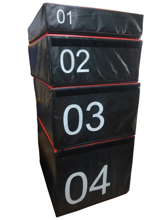 Soft Foam Plyo Jump Box Stackable Set Height - Padded in Black Vinyl ...