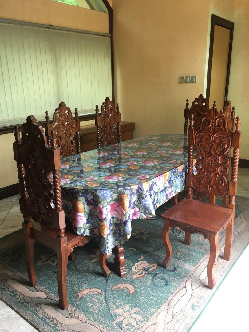 Solid narra wood dining table set, Furniture & Home Living, Furniture ...