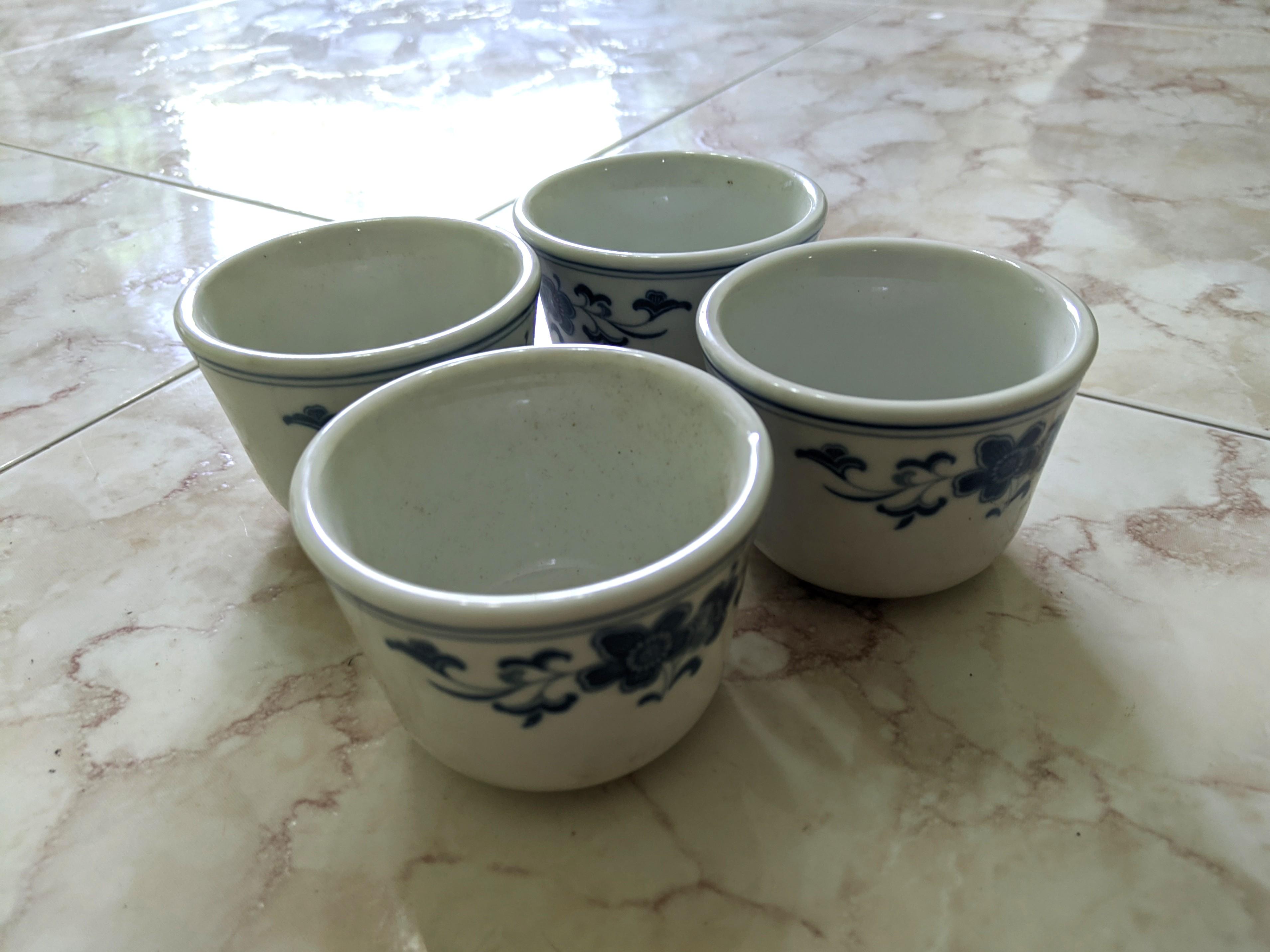 Traditional Chinese Tea Cups (Set of 4), Furniture & Home Living ...
