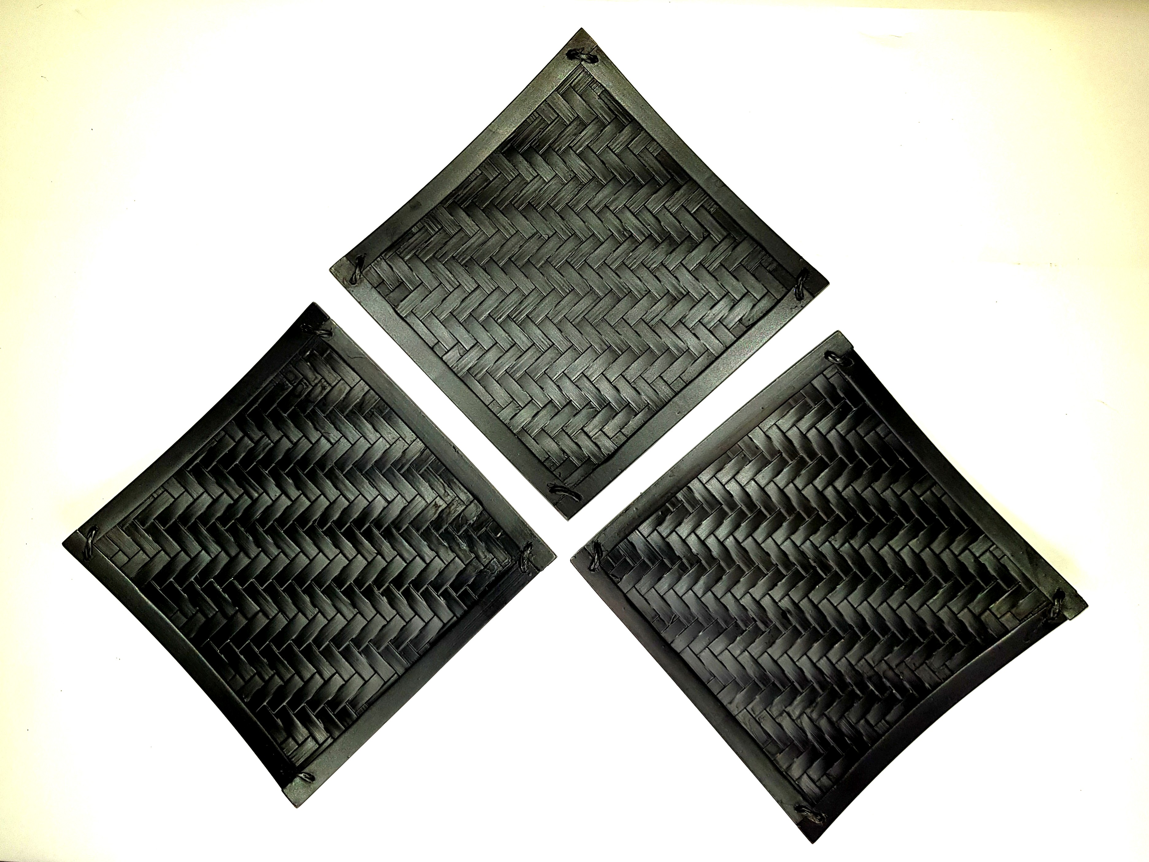 Wooden plate black dimsum sandwich bamboo plate, Furniture & Home ...