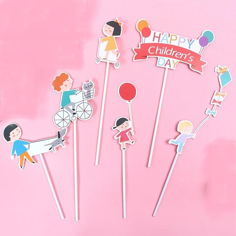 2 Types of 2D Happy Children’s Day Cake Toppers, Furniture & Home ...