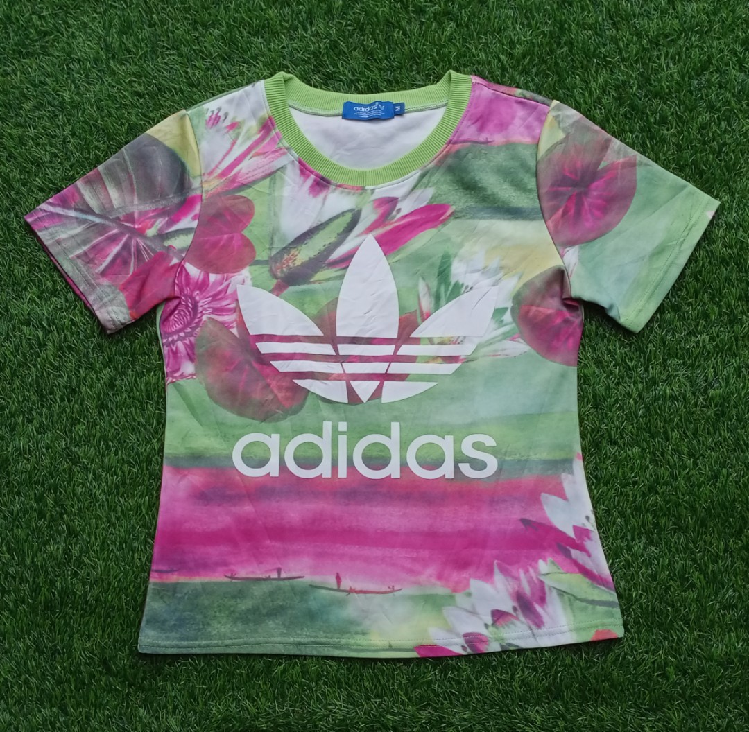 Bootleg Adidas flower shirt, Women's Fashion, Tops, Shirts on Carousell