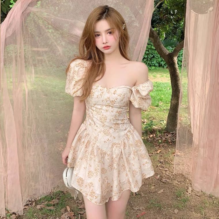 Fluffy Sleeves French Mini Dress, Women's Fashion, Dresses & Sets ...