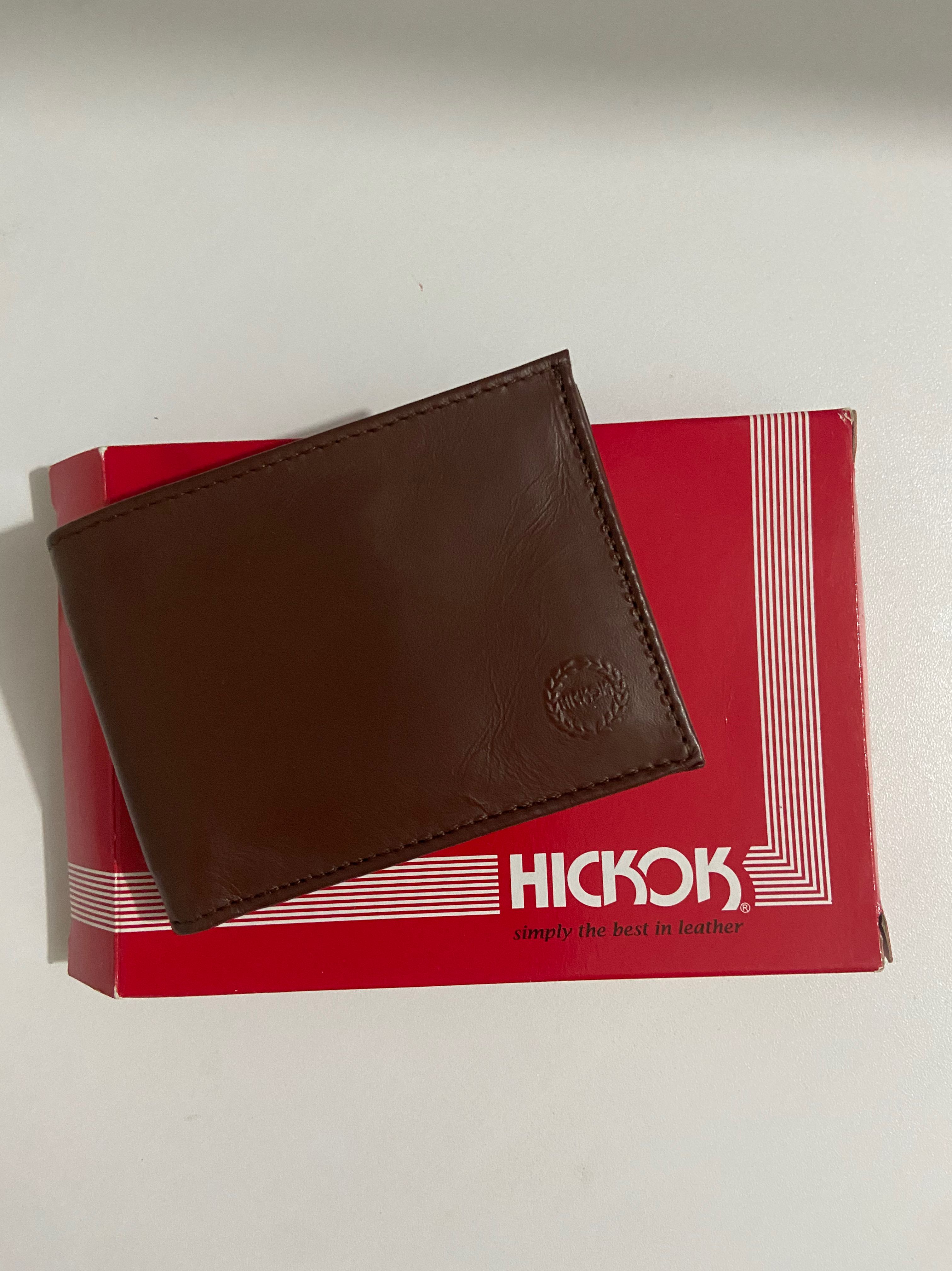 HICKOK Men's bi-fold small wallet (brown leather) on Carousell