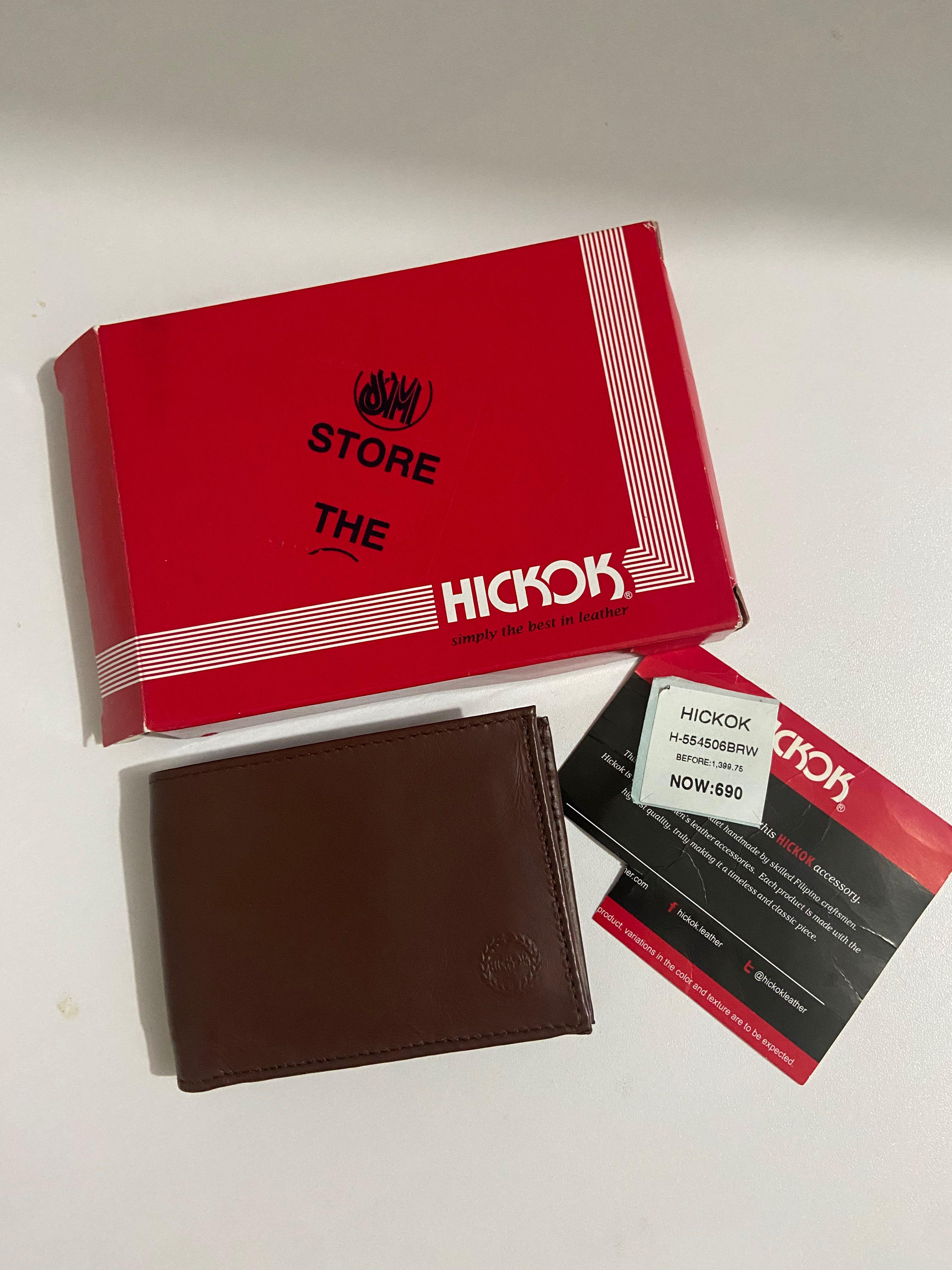 HICKOK Men's bi-fold small wallet (brown leather) on Carousell