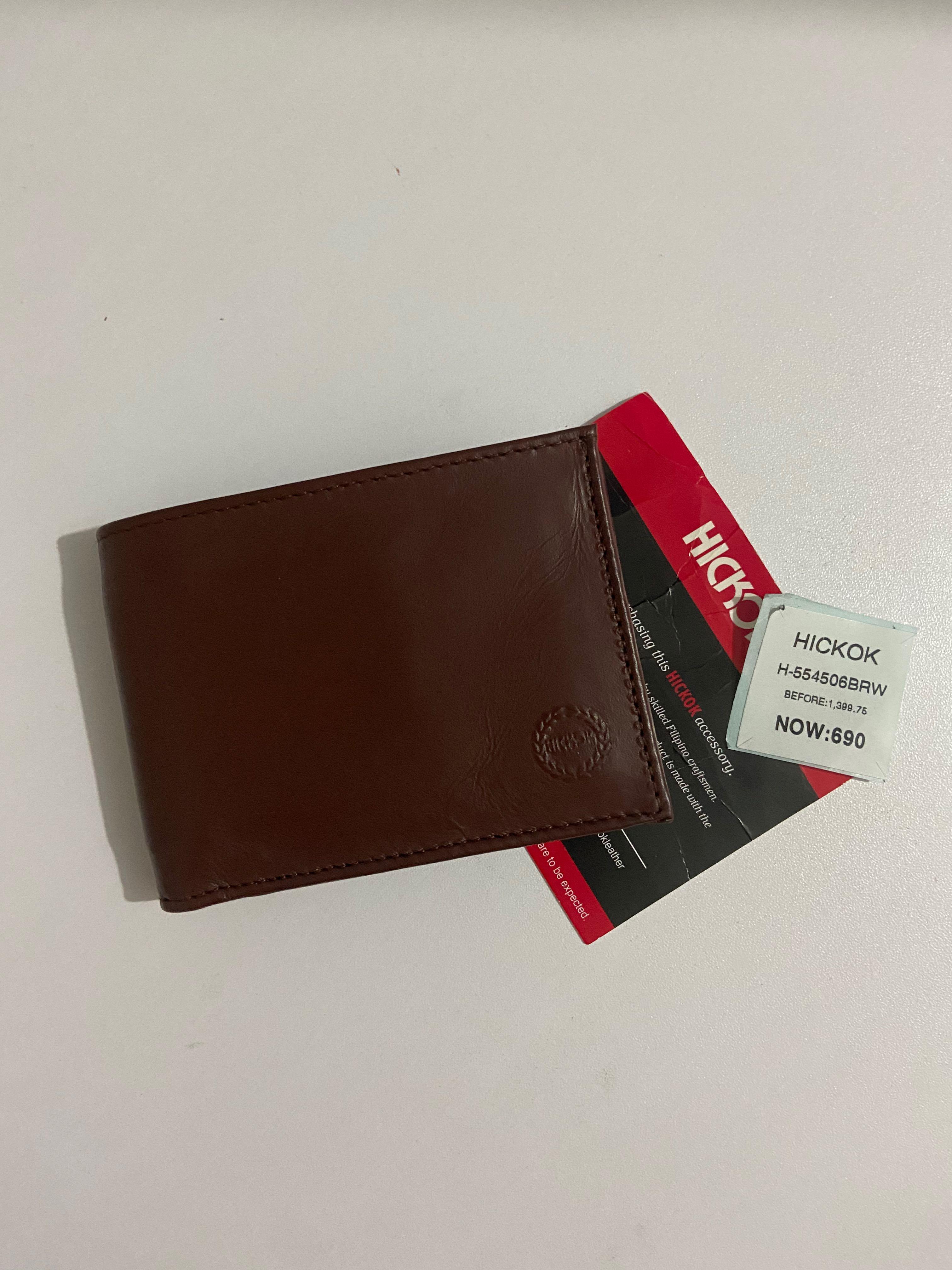 HICKOK Men's bi-fold small wallet (brown leather) on Carousell