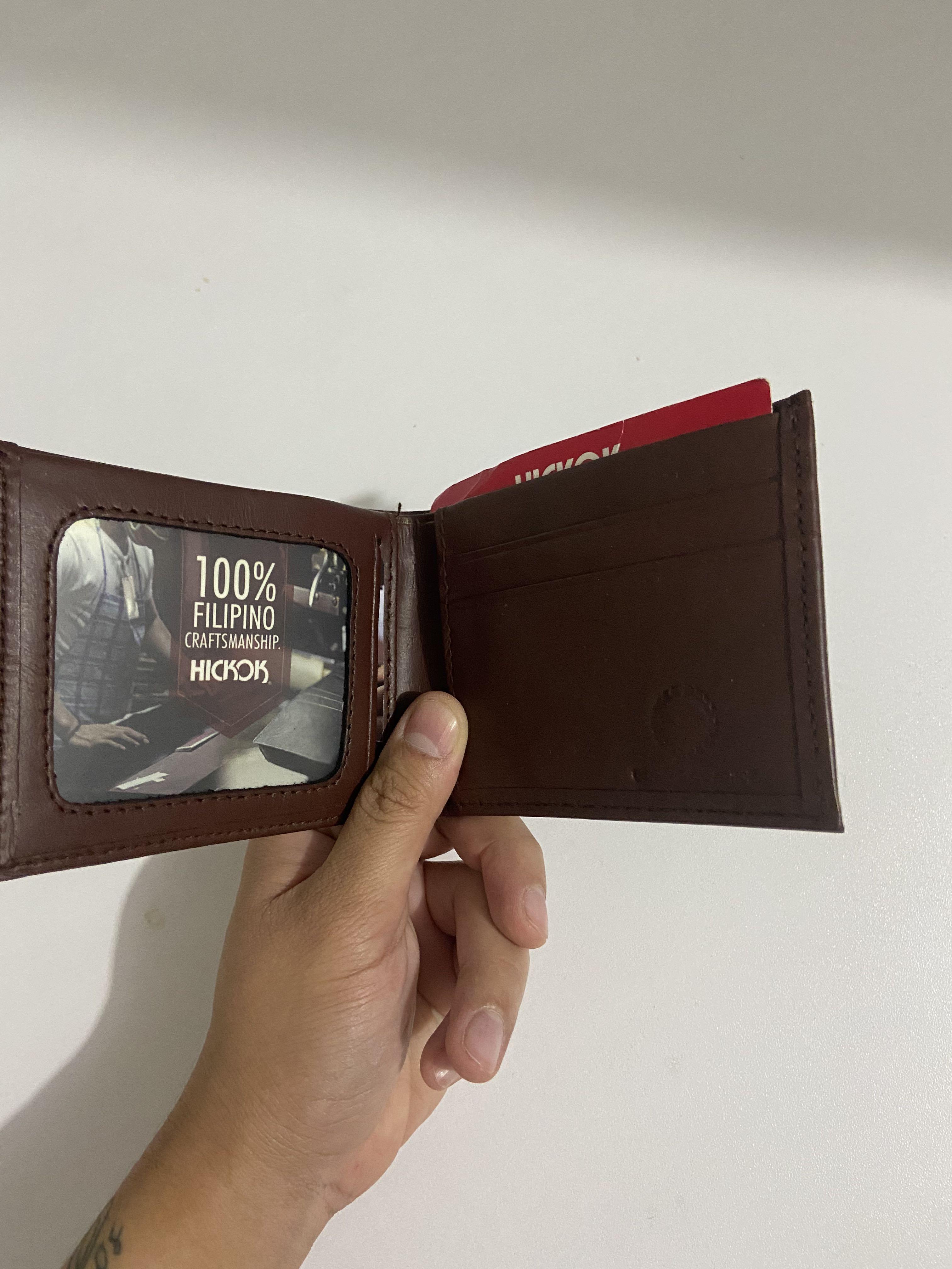 HICKOK Men's bi-fold small wallet (brown leather) on Carousell