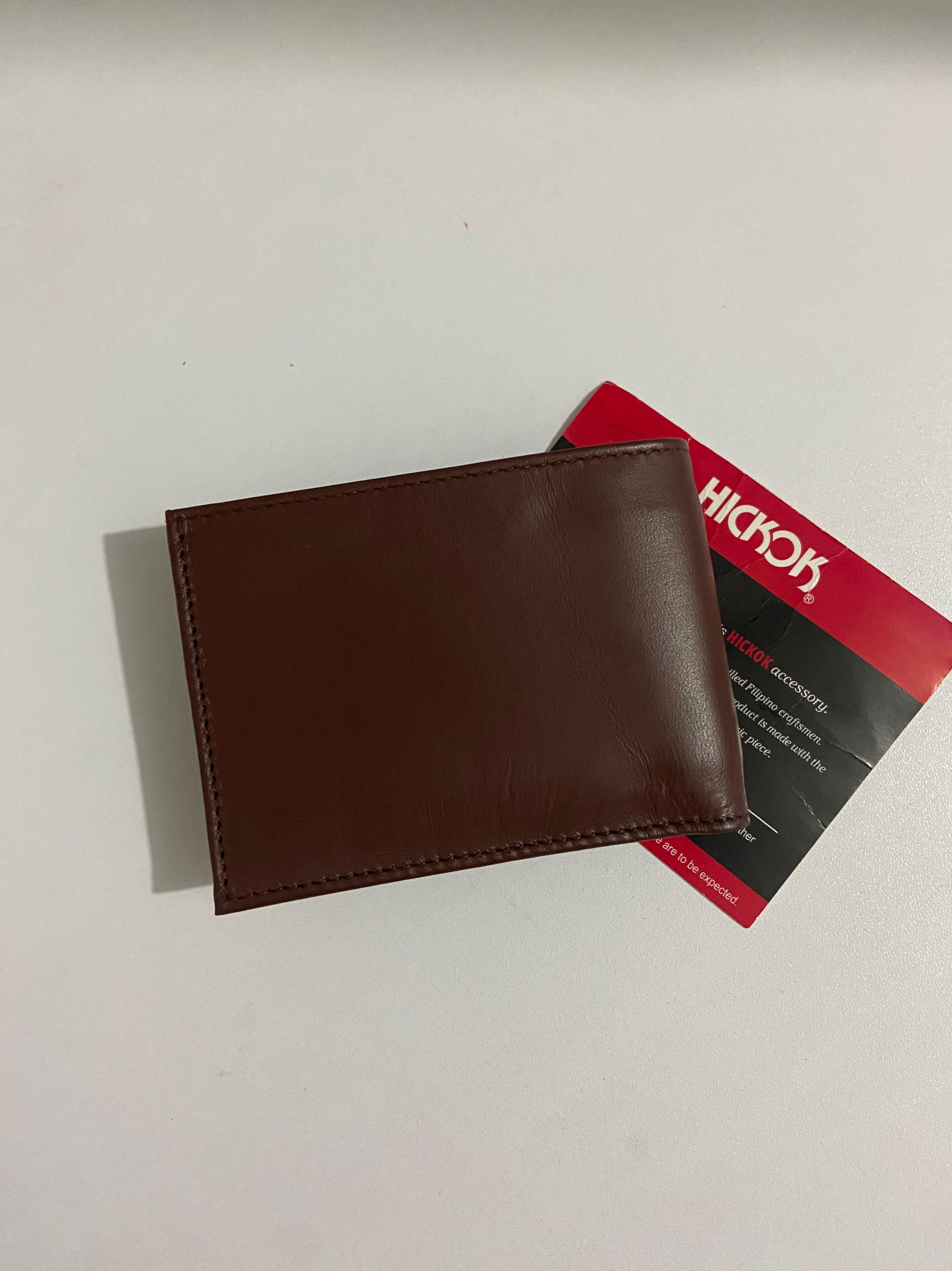 HICKOK Men's bi-fold small wallet (brown leather) on Carousell