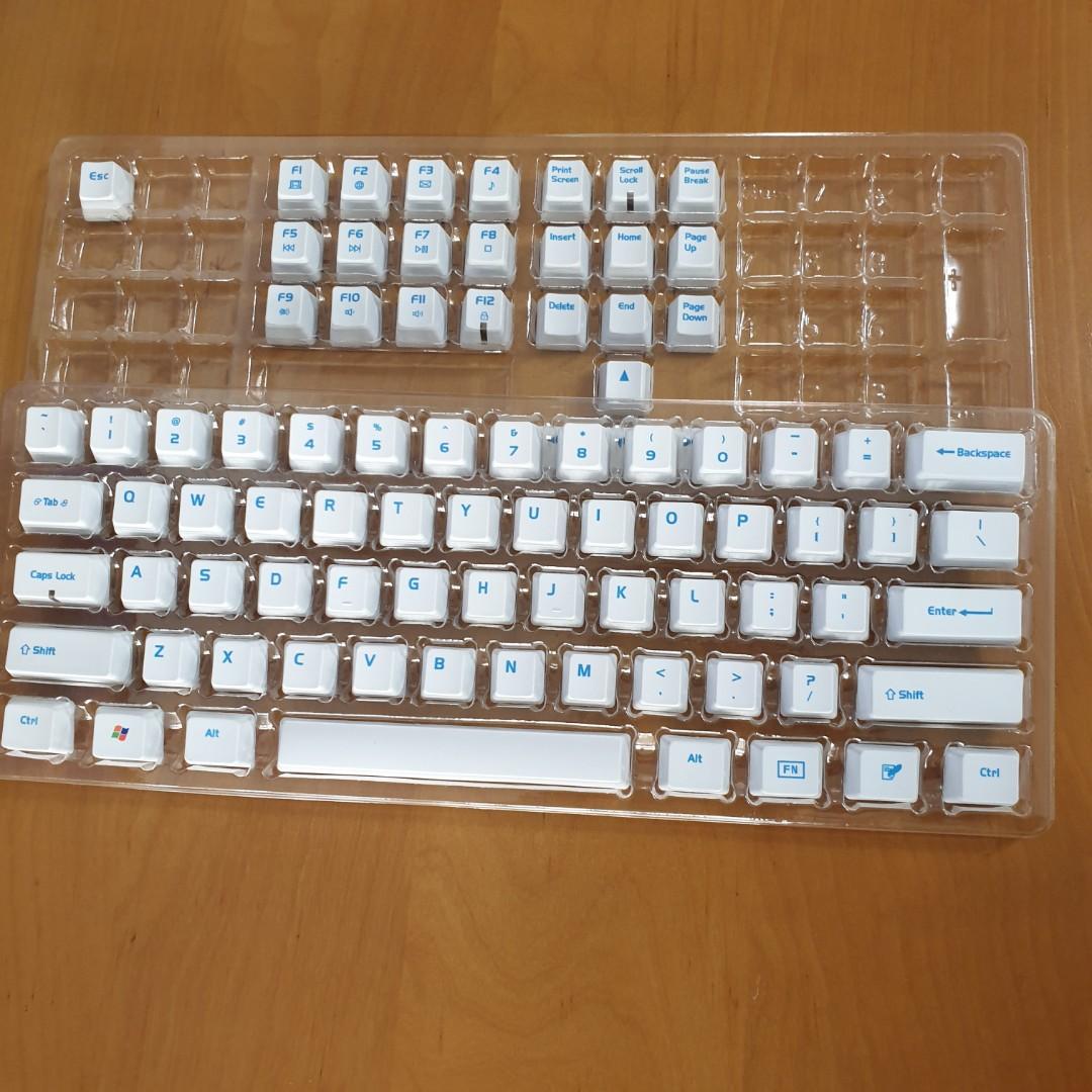 [Keycap] BoW PBT Retro Blue Font Keycaps for Mechanical Keyboard able ...