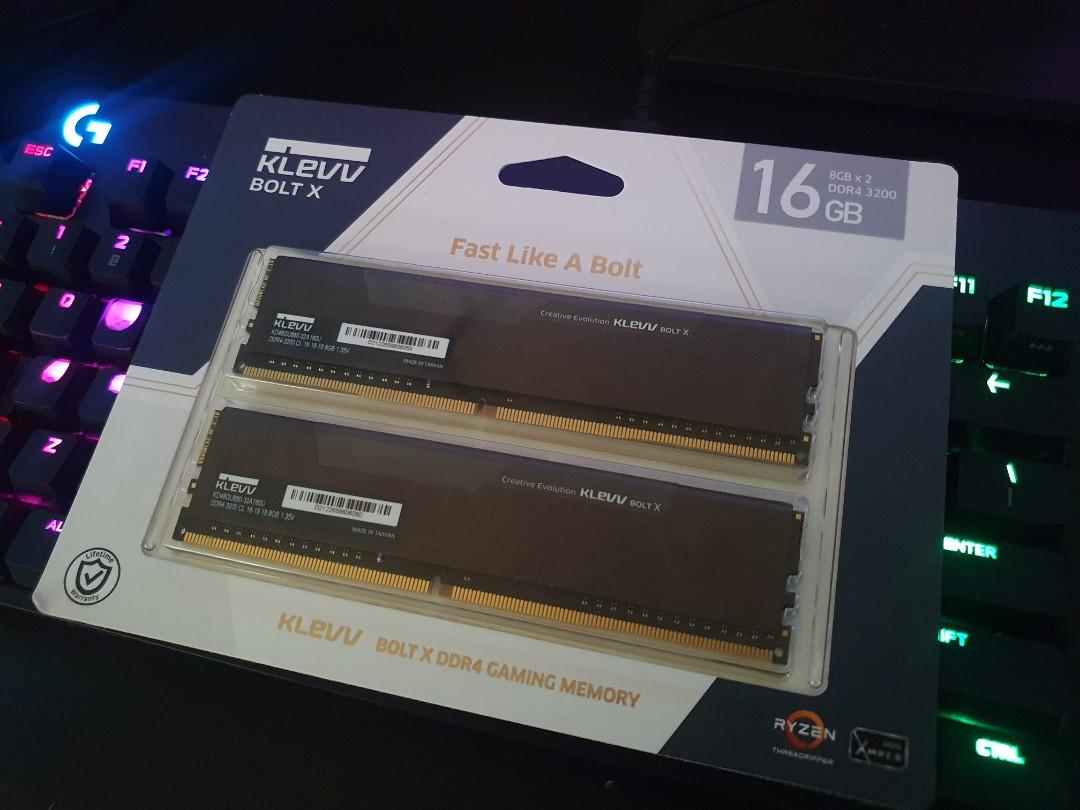 Klevv Bolt X DDR4 RAM Kit 2X8GB 16GB 3200MHZ, Computers & Tech, Parts ...