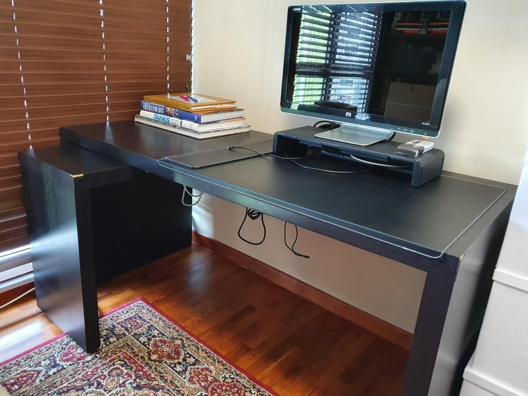 Malm Study Desk with Pull out Panel, Furniture & Home Living, Furniture ...