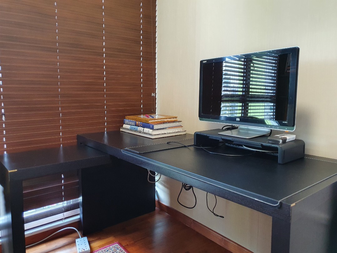 Malm Study Desk with Pull out Panel, Furniture & Home Living, Furniture ...