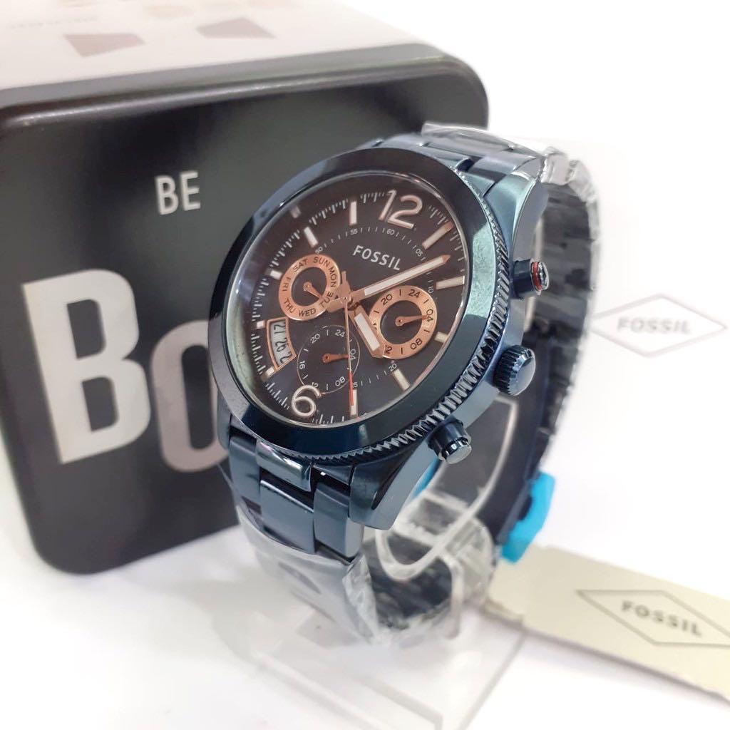 Original 100% Fossil Watch Blue Boyfriend ES4093, Fesyen Wanita, Jam ...
