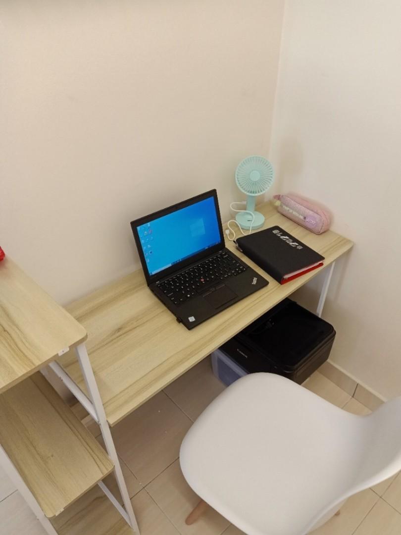 Readystock Study table with shelf, working laptop computer table, meja ...