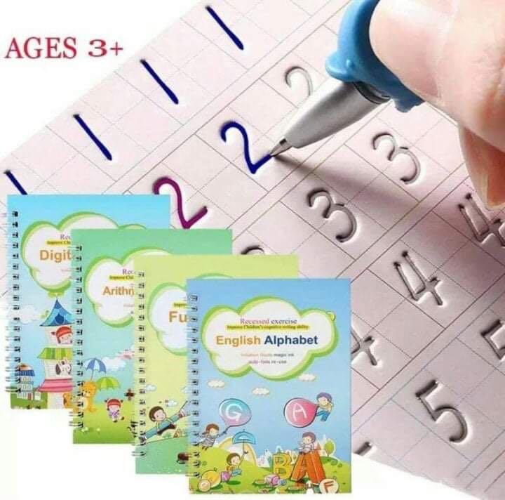 4 Books/Set Reusable Writing Exercise Books for Kids - Set 2, Hobbies ...