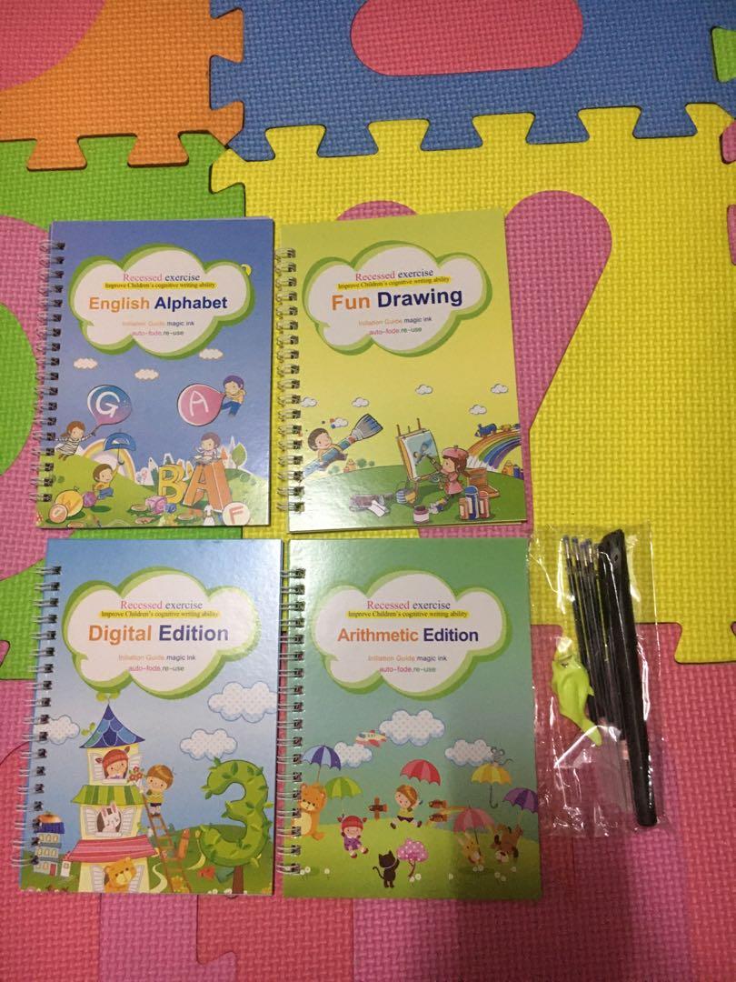 4 Books/Set Reusable Writing Exercise Books for Kids - Set 2, Hobbies ...