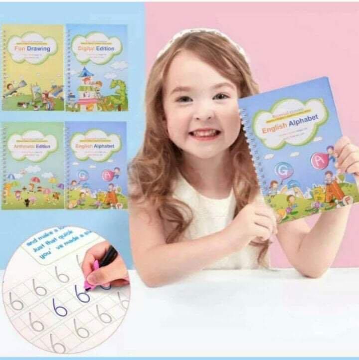 4 Books/Set Reusable Writing Exercise Books for Kids - Set 2, Hobbies ...