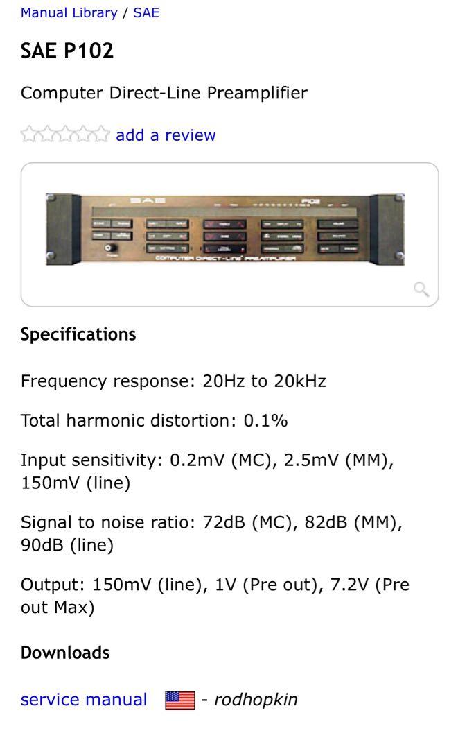 SAE P102 COMPUTER DIRECT LINE PREAMPLIFIER + SAE A202 DUAL HIGH RESOLUTION POWER AMPLIFIER ...