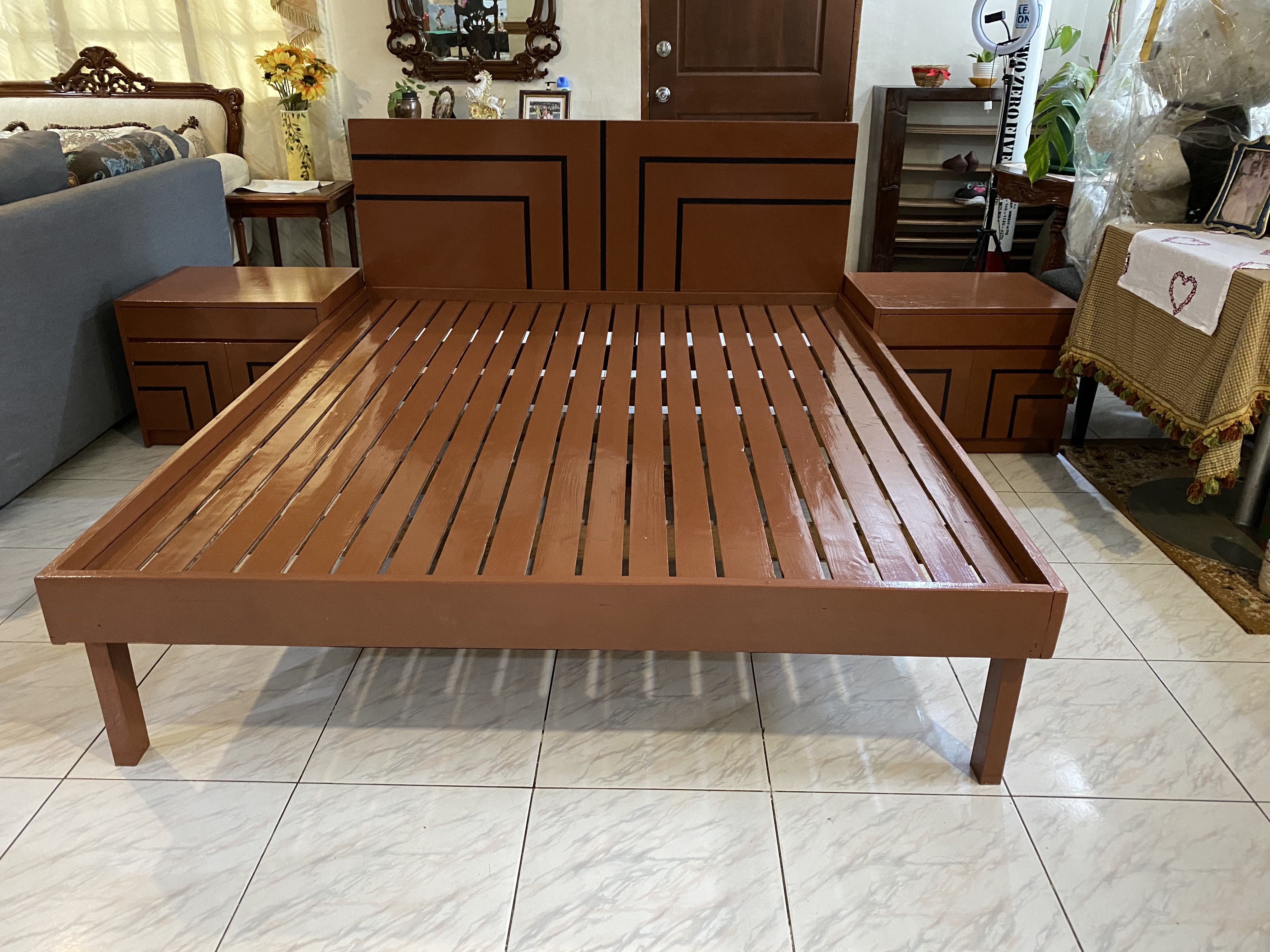 Solid Wood Bed Frame and Side Tables, Furniture & Home Living ...