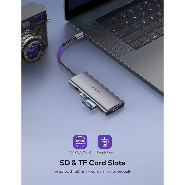 VAVA VA-UC017 7-in-1 USB-C Hub with 4K USB-C to HDMI, USB 3.0 Ports, SD ...