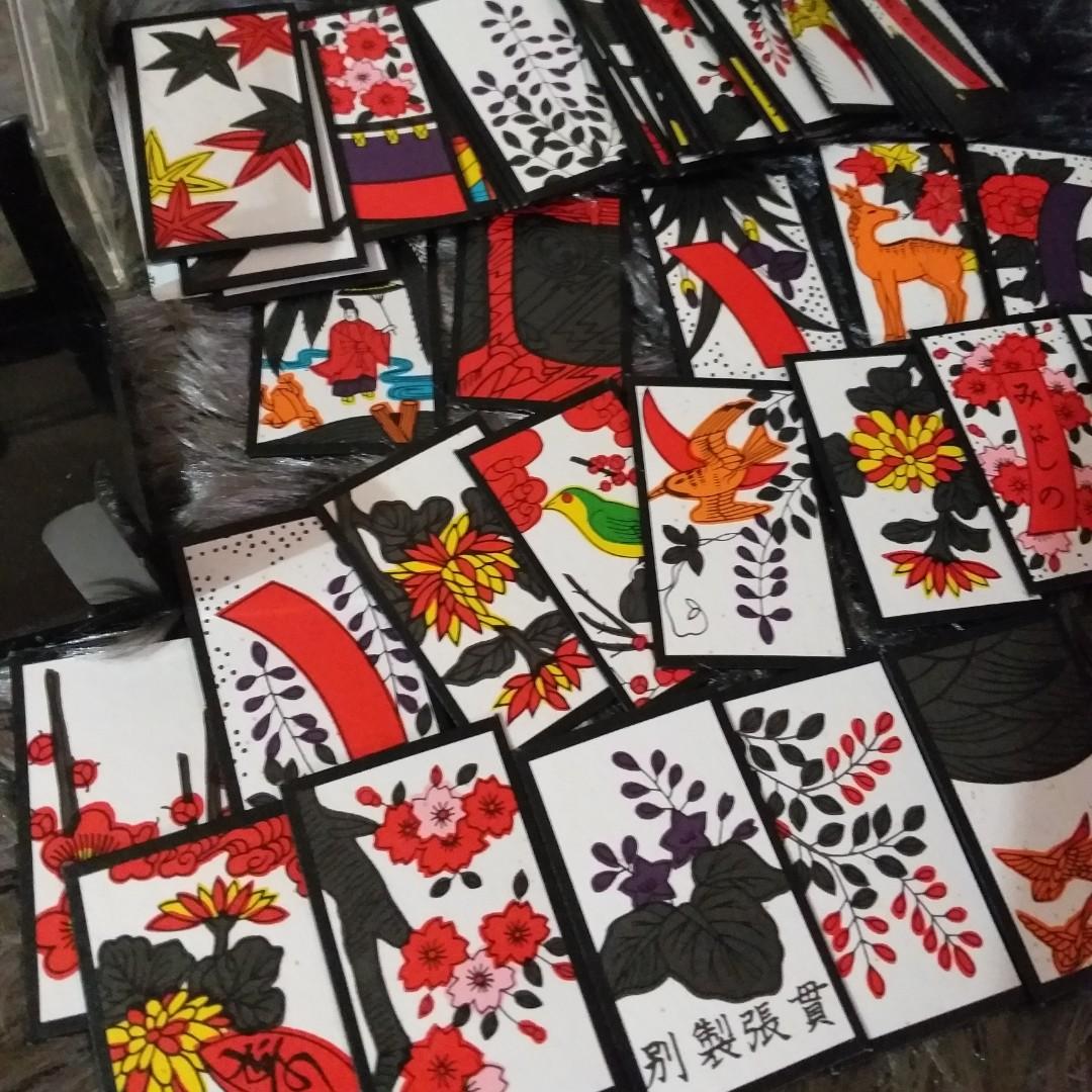 Vintage Hanafuda Japanese Playing Cards Nintendo Complete Set 48pcs ...